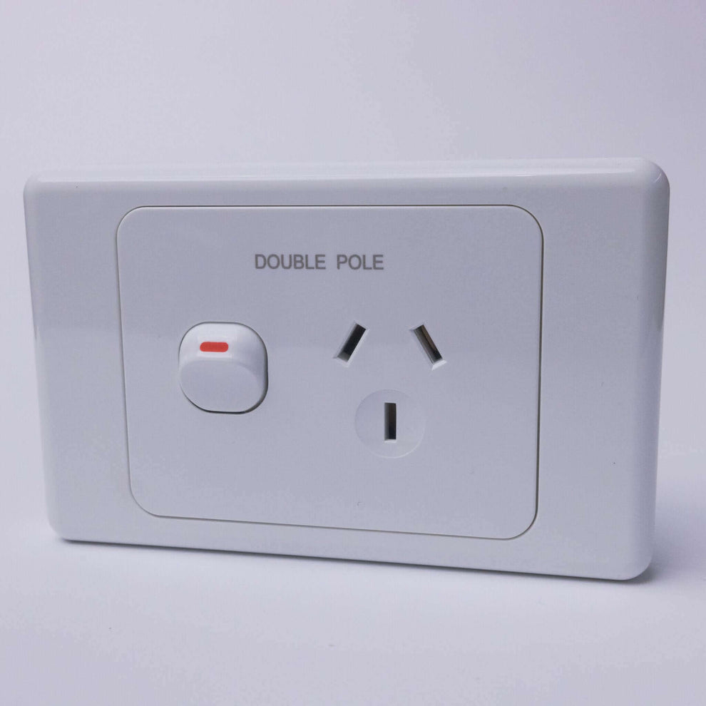 White Double Pole Power Point - 240V 10A Single Plug - RV Essentials ...